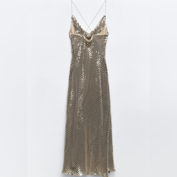 Zara | Dresses | Zara Gold Mesh Slip Dress Xs S M Nwt | Poshmark